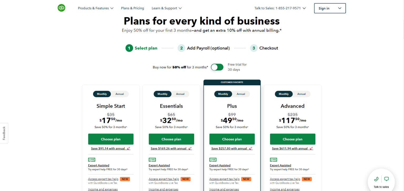 QuickBooks Online Plan Comparisons 2025 | Host Merchant Services ...